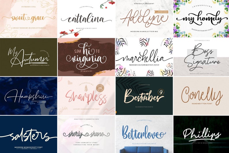 Mega Fonts Bundle, Handwritten Fonts, Calligraphy Fonts, Cricut Font ...