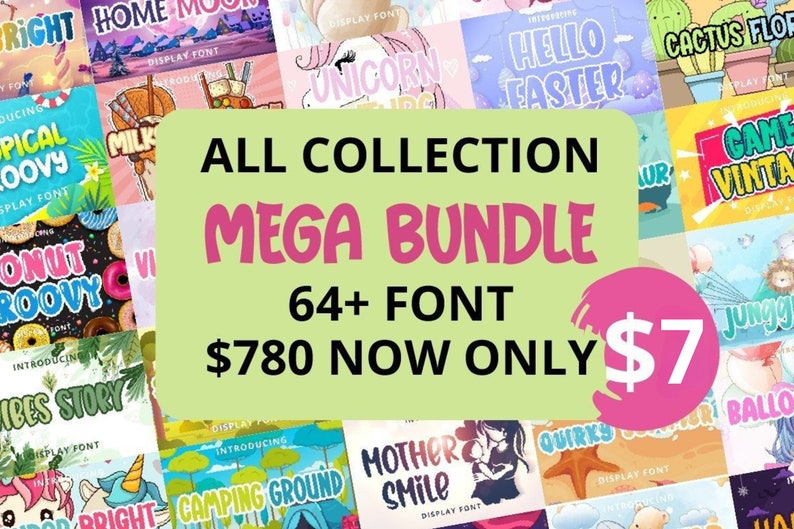 64+ Mega Cute Font Collection Bundle, Fonts Bundle Collection With ...
