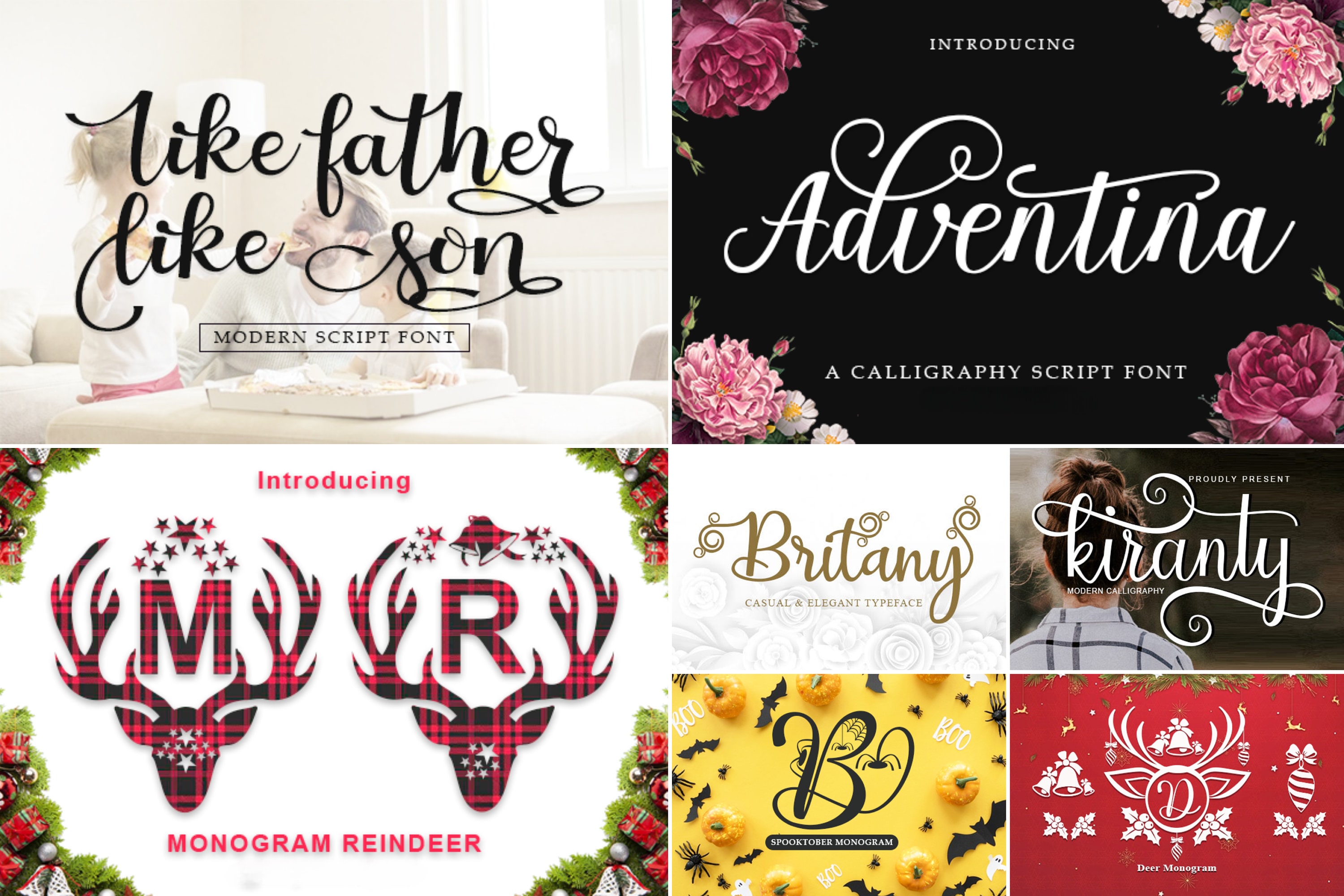Decorative Font and Monogram Font Bundle - Calligraphy Fonts,cricut ...