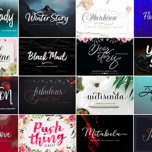 50+ Fonts Bundle Collection With Tails That Can Be Use on Cricut, Handwritten Font, Calligraphy ...