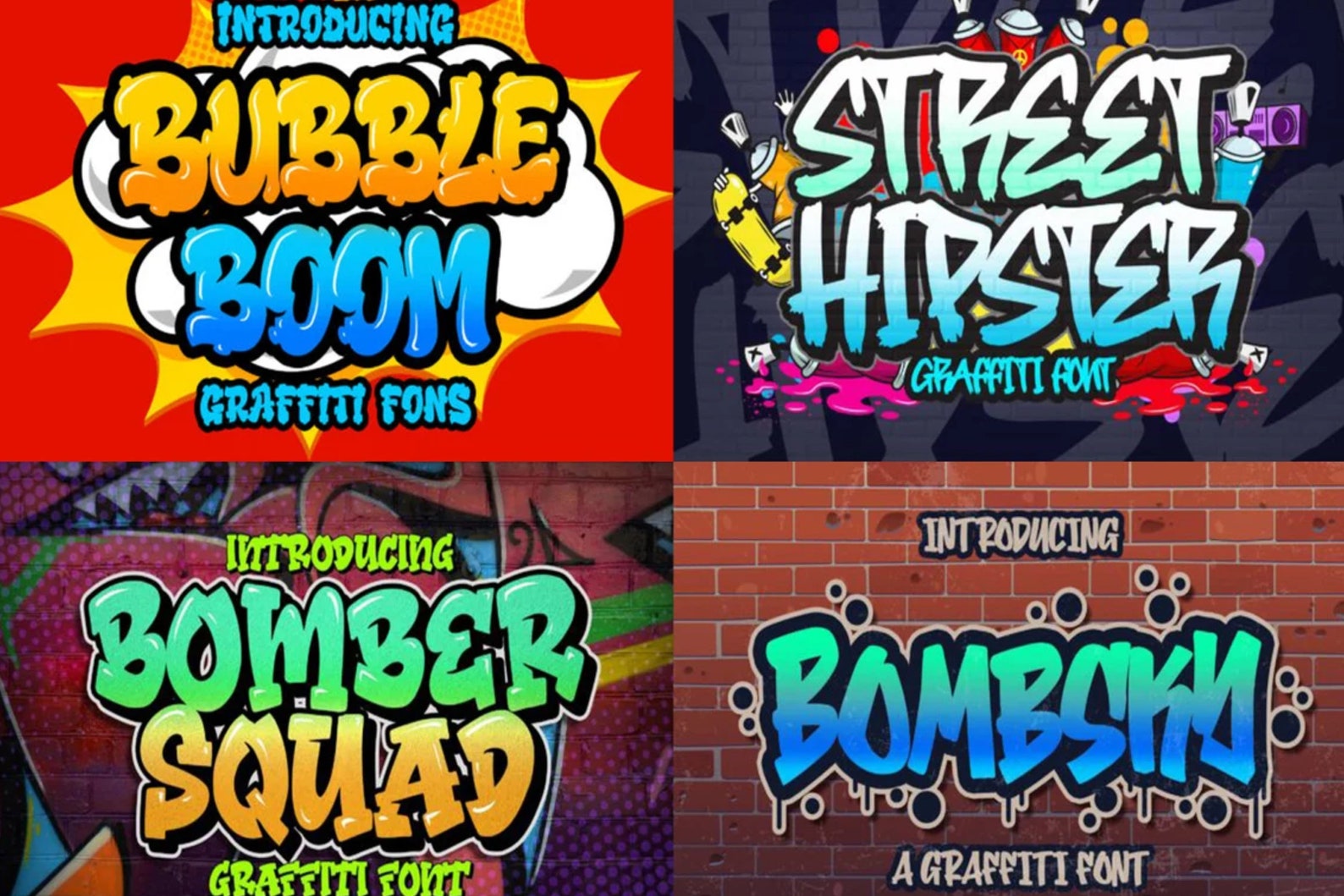 Graffiti Font Bundle, Urban Font, Vintage Font, Retro Font, Street Font ...