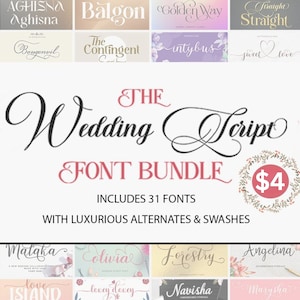 Wedding Font - Font Bundle,calligraphy Fonts, Cricut Font, Crafting ...