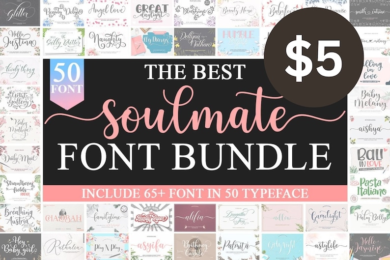 The Best Soulmate Font Bundle - Font Bundle,handwritten Font ...