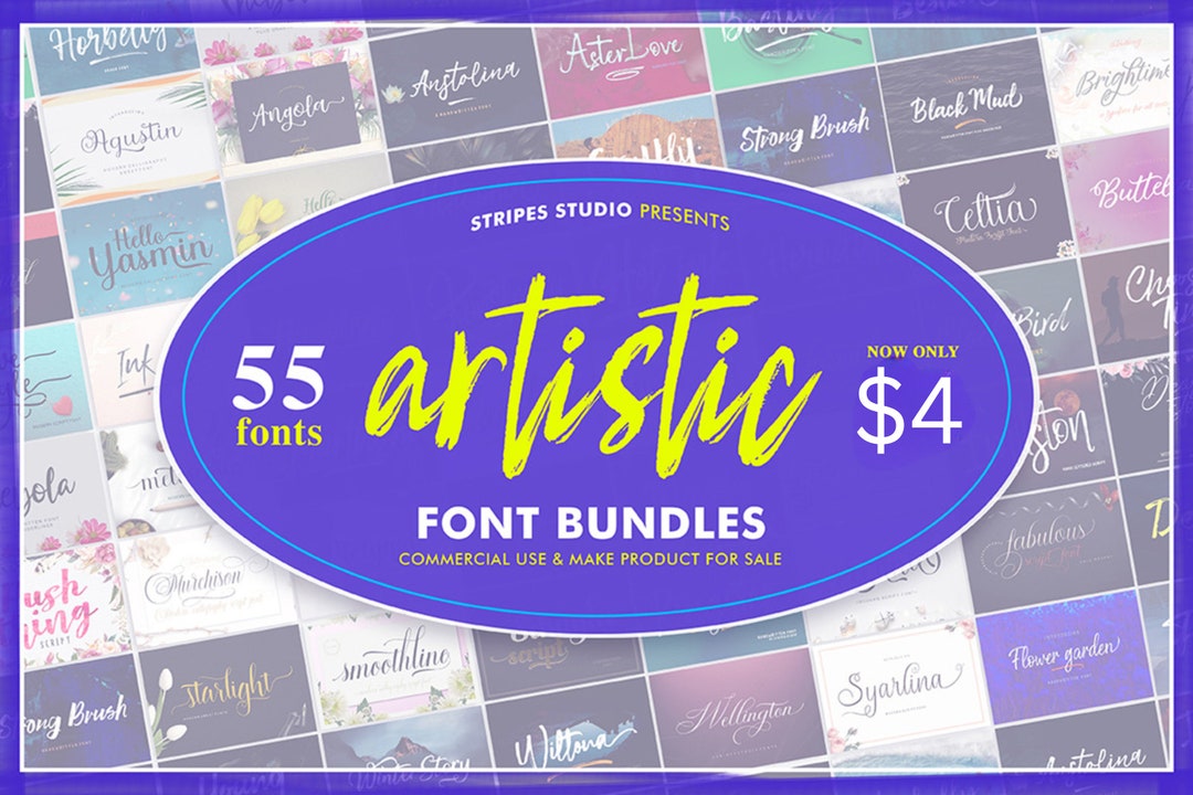 50+ Fonts Bundle Collection With Tails That Can Be Use on Cricut, Handwritten Font, Calligraphy ...