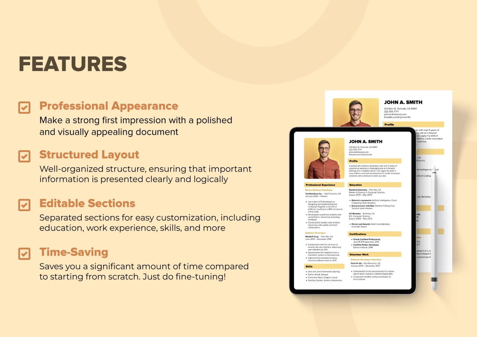 Resume Word Template PDF, Pages, Google Docs, Resume, CV Resume ...