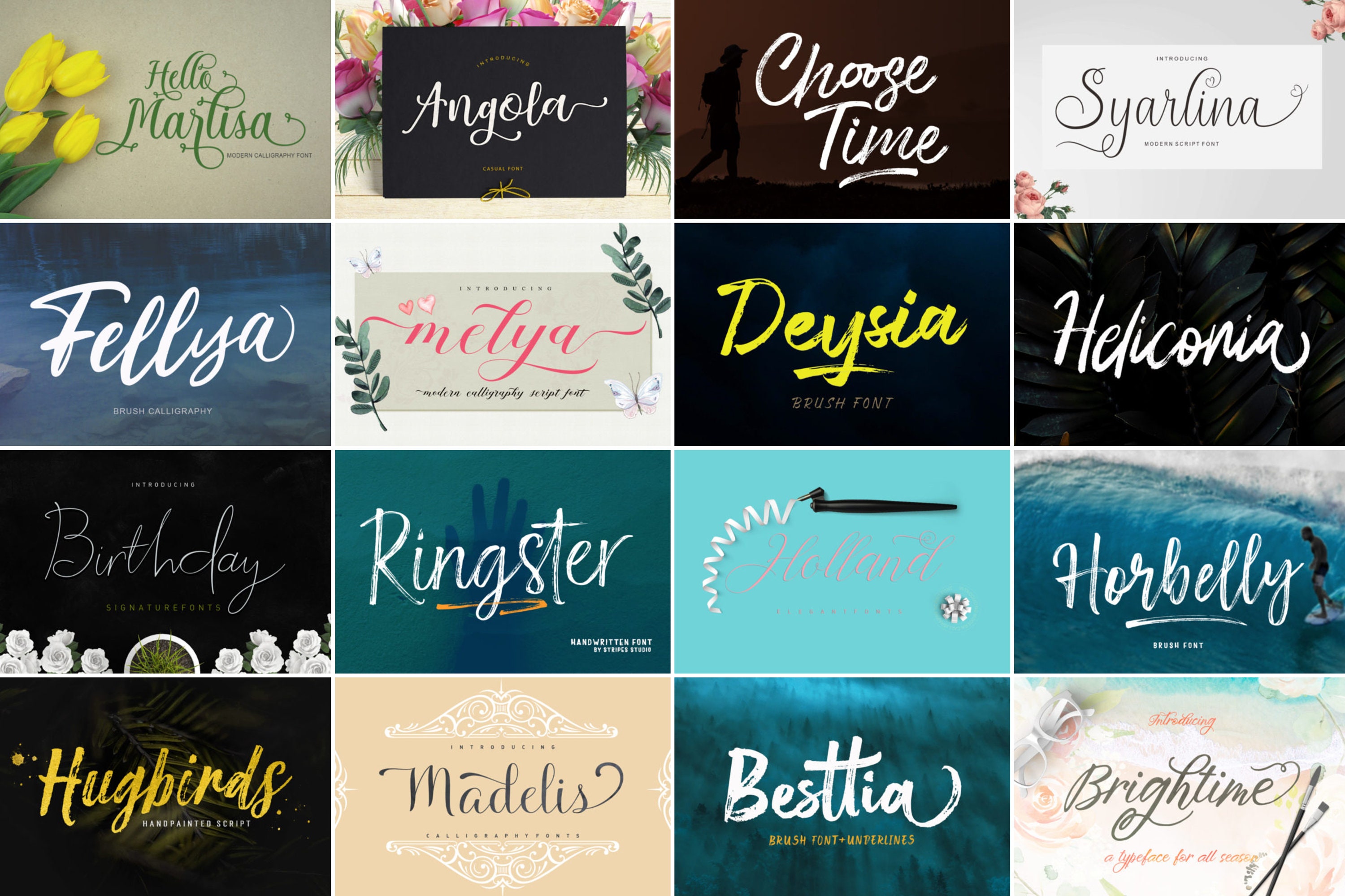 50+ Fonts Bundle Collection With Tails That Can Be Use on Cricut, Handwritten Font, Calligraphy ...