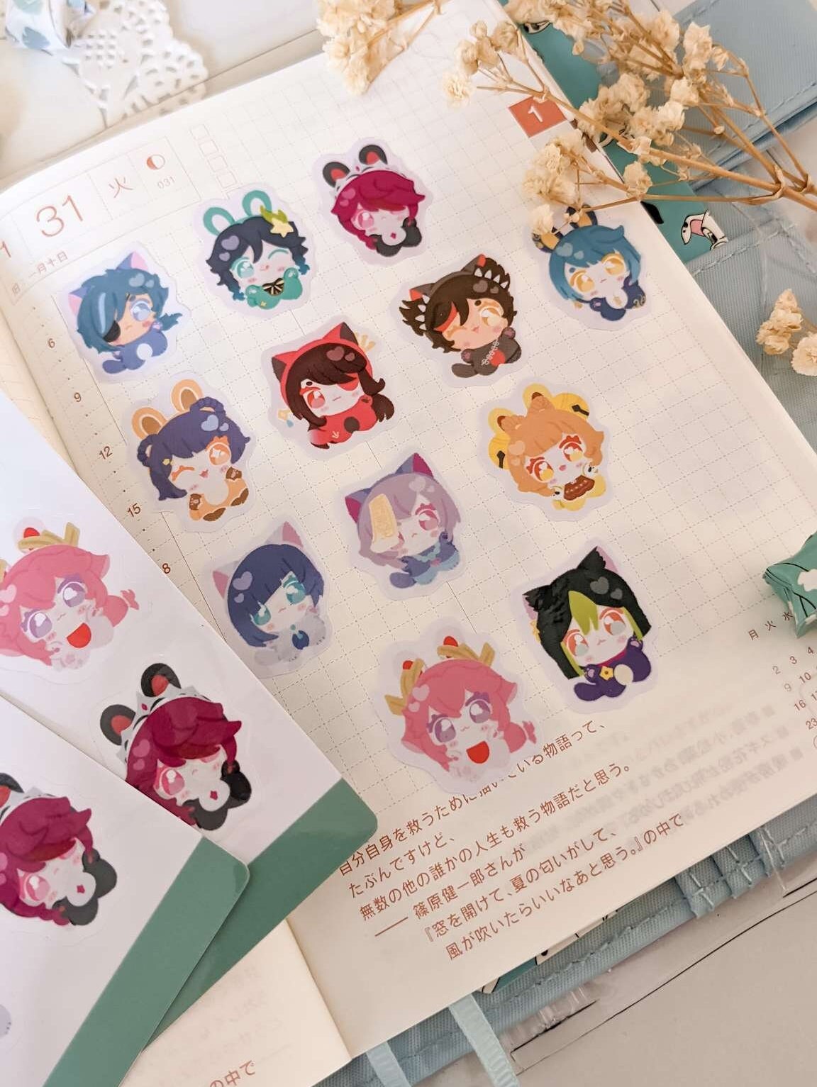 Genshin Impact Sticker Sheet Vol 5. Tighnari, Venti, Beidou, Xiangling ...