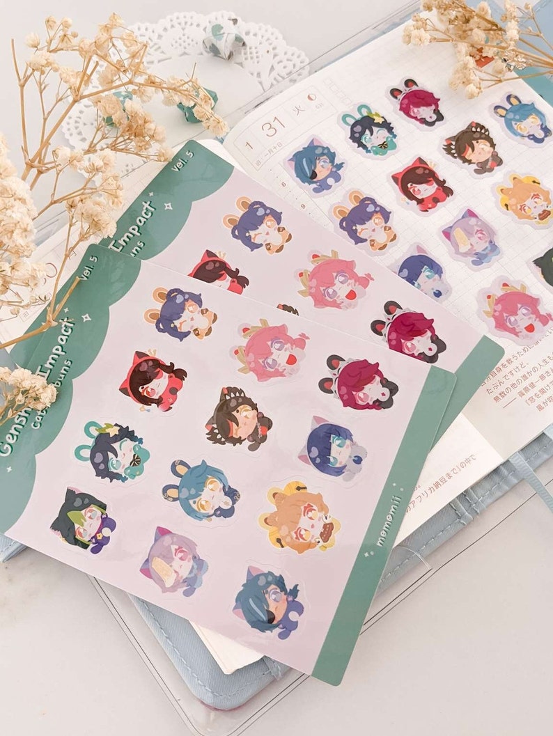Genshin Impact Sticker Sheet Vol 5. Tighnari, Venti, Beidou, Xiangling ...