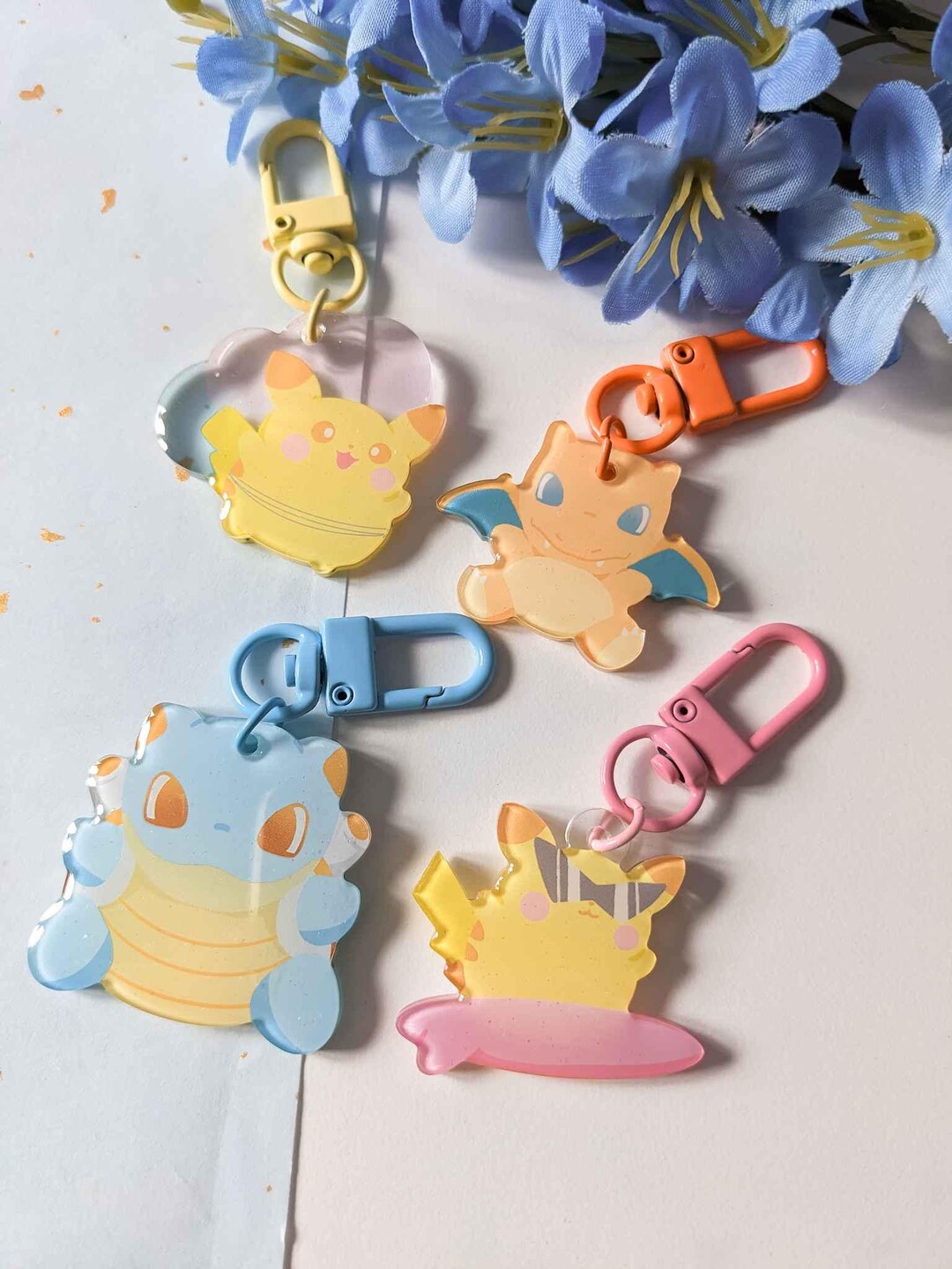 Pokemon Mini Acrylic Charms Pikachu, Charizard, Blastoise - Etsy