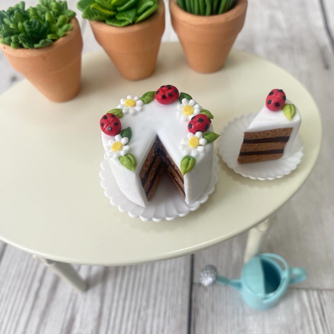 Miniature Ladybug Cake With Slice - Etsy