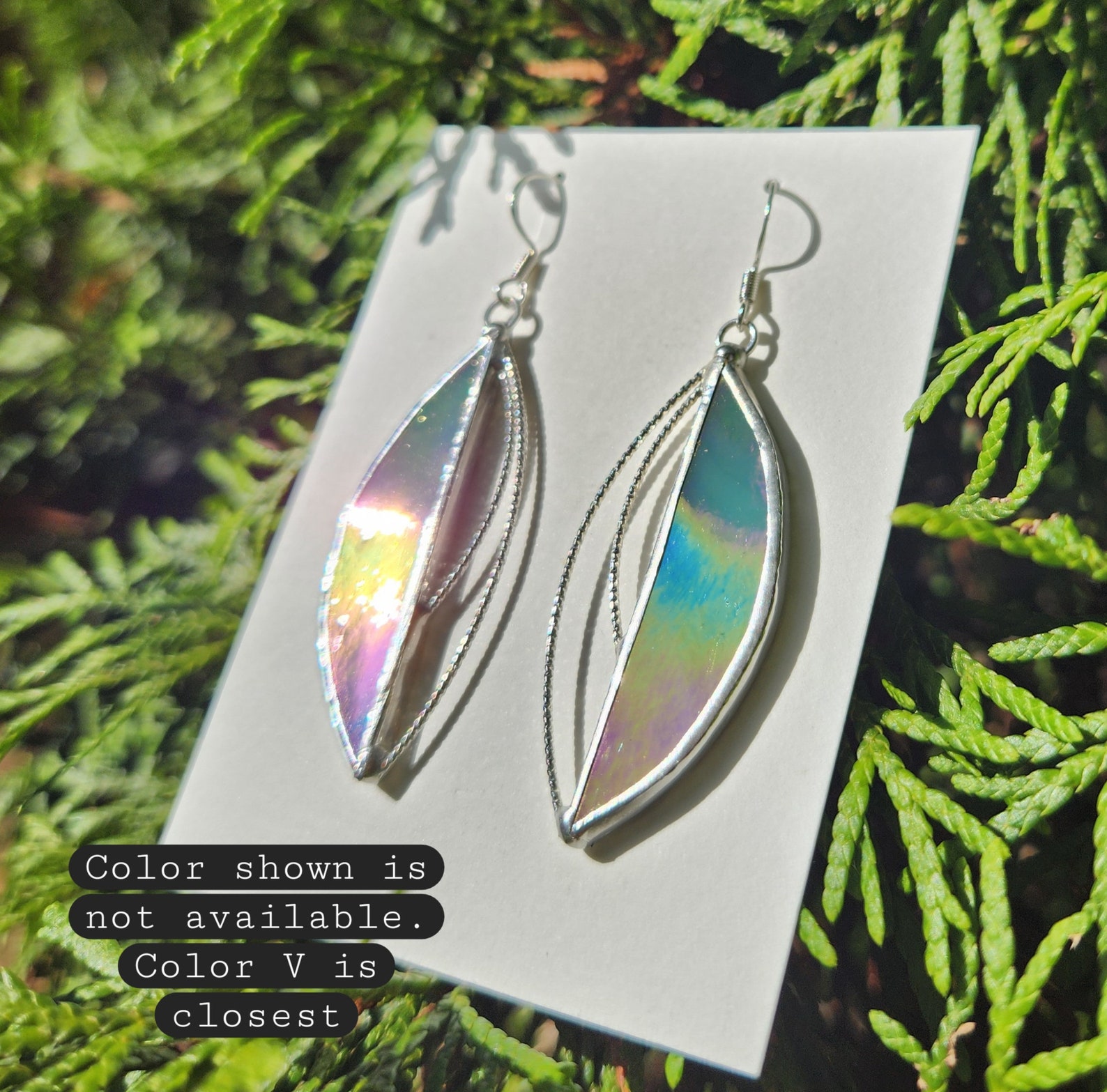 Handmade Stained Glass Earrings: Iridescent Dangle Jewelry - Etsy