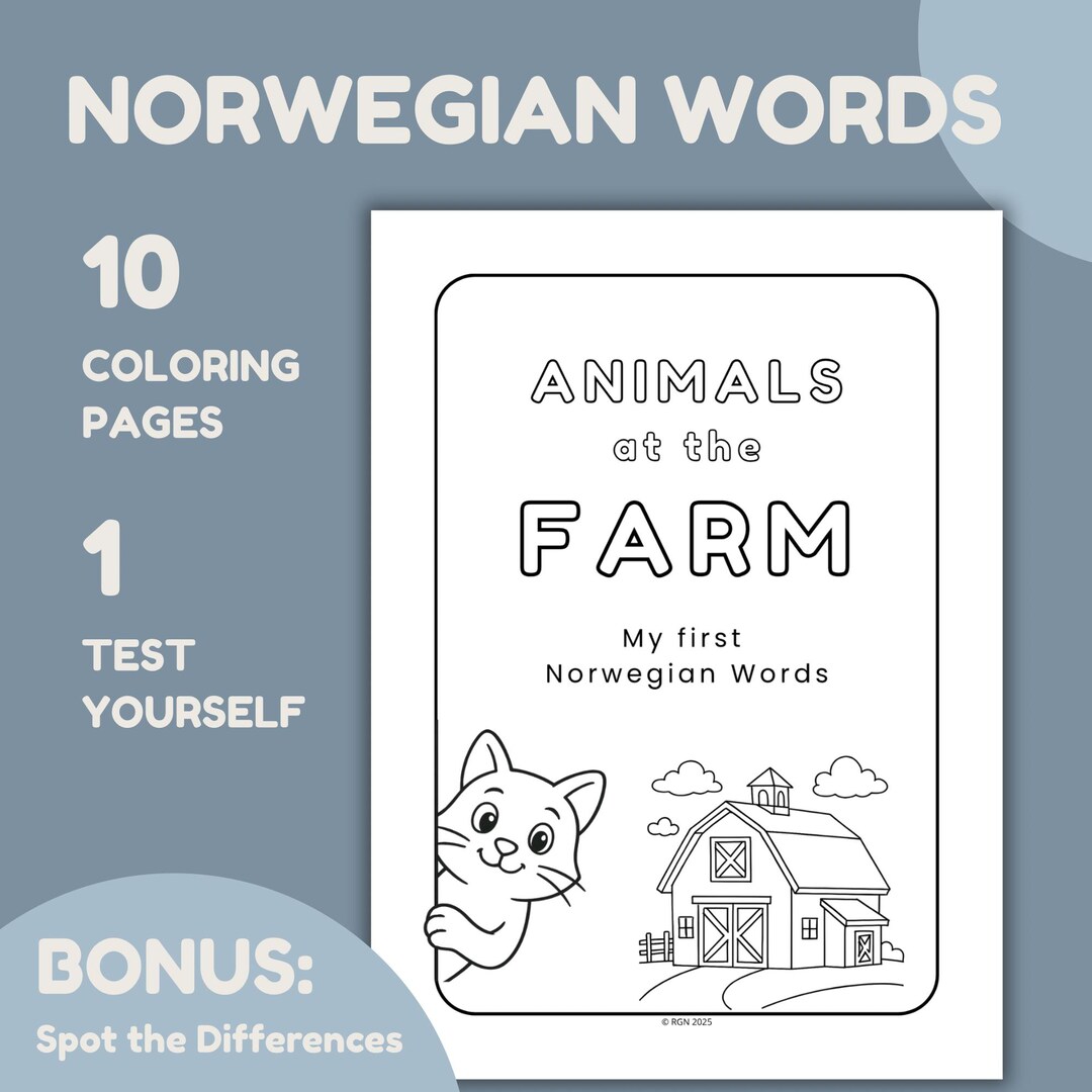 Learn Norwegian | Norwegian Coloring | Farm Animals | My First ...