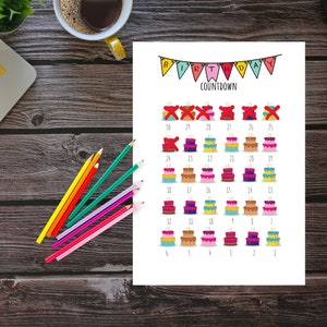 Birthday Countdown With Cakes Printable Digital Item - Etsy