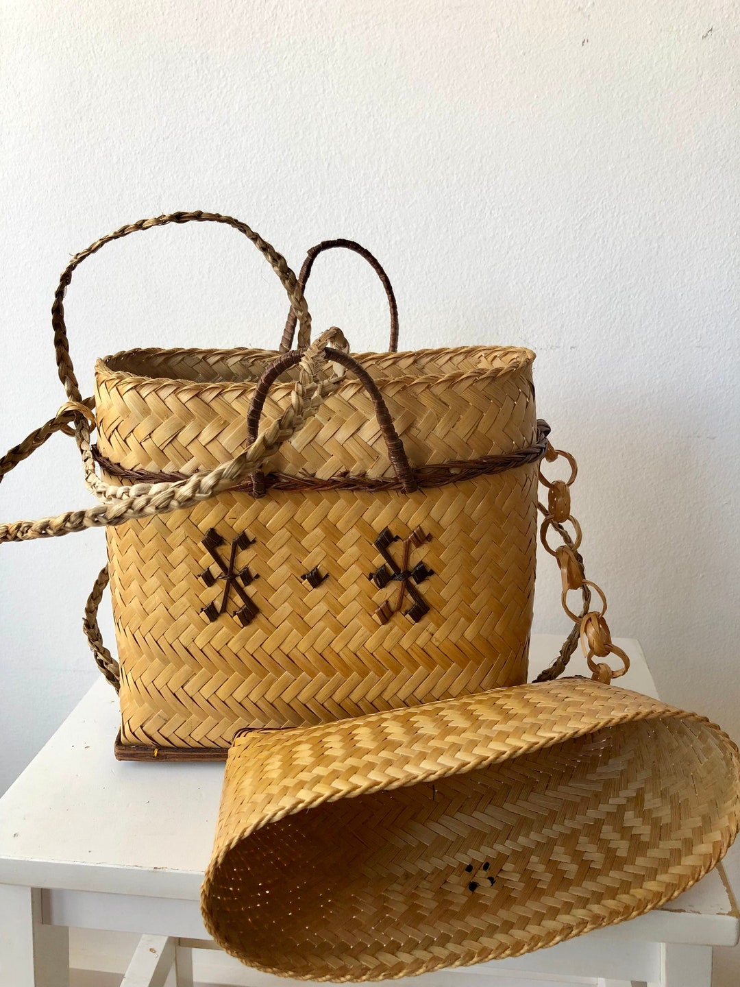 Vintage Wicker Backpack, Foraging Basket, Willow Rucksack, Handwoven ...