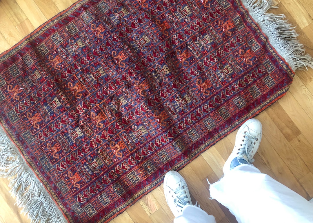 5x3 Vintage Soft Wool Persian Rug, Vintage Rug, 5x3 Rug, Burgundy Rug ...