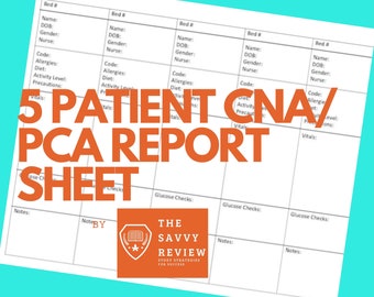 Nurse Aide Report Sheet | Etsy