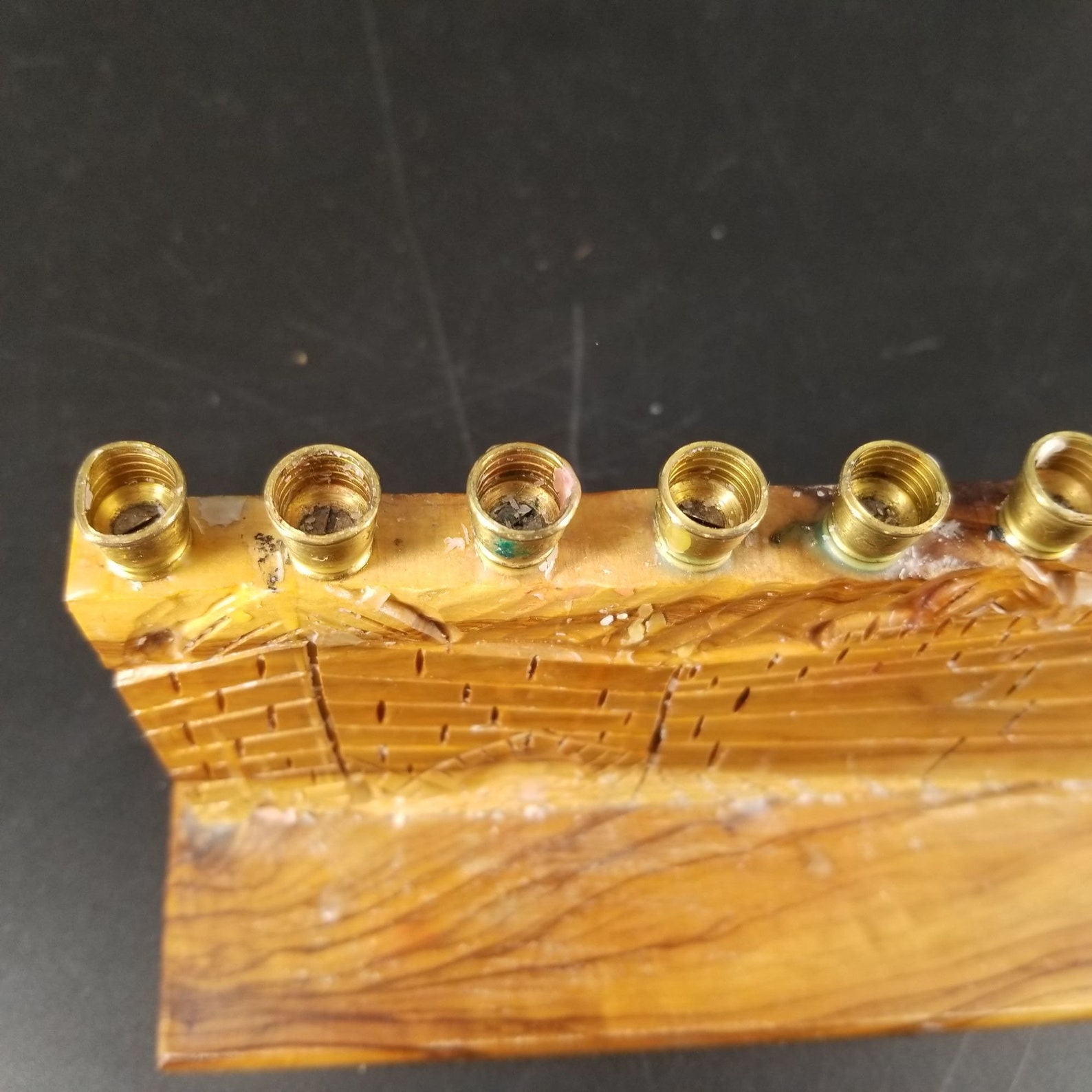 Jewish Menorah Wooden Hand Carved Wailing Wall Candle Holder Jerusalem ...