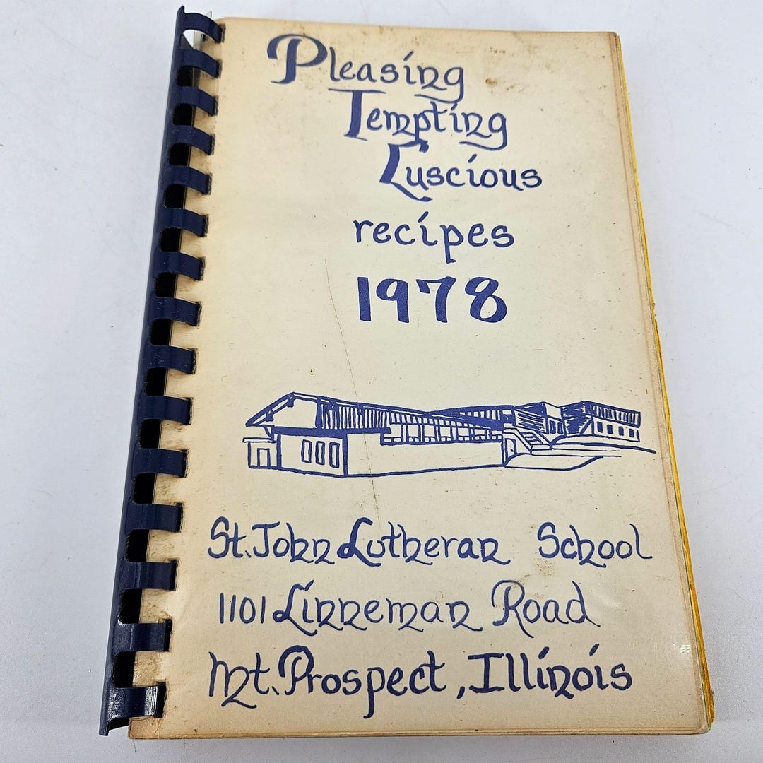 Cookbook Recipe St John Lutheran School Church IL Handmade Typed ...