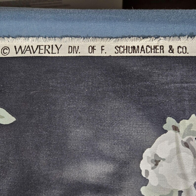 Waverly Upholstery Tapestry Fabric Material Jamaica Floral Blue White ...