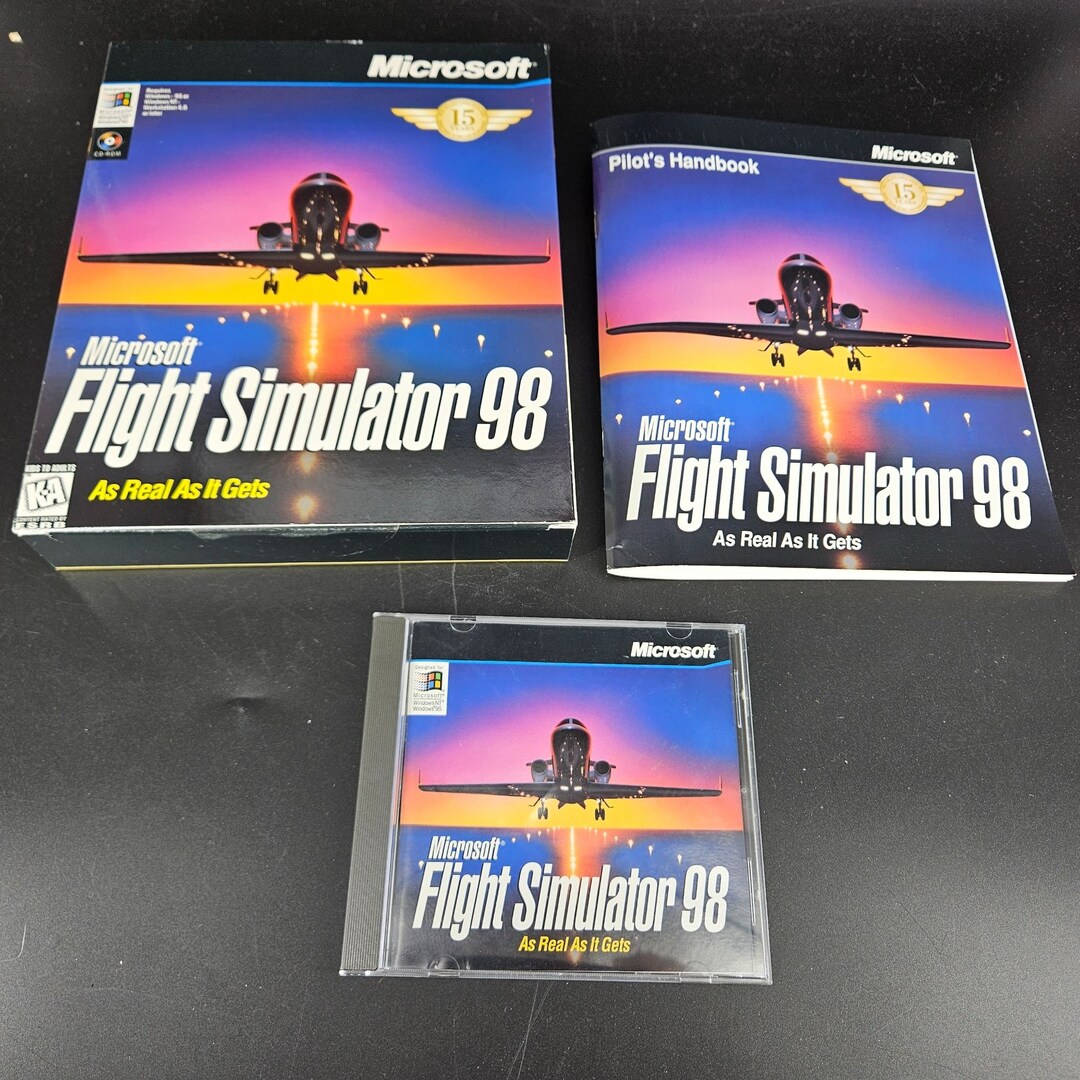 Microsoft Flight Simulator 1998 PC CD Pilot Handbook Windows Airplane ...