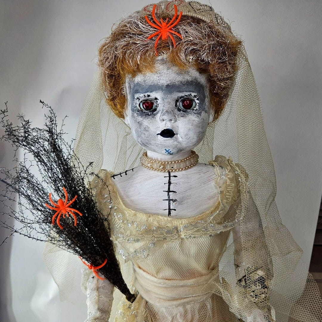 Haunted Scary Girl Bride Porcelain Doll Spooky Artist Hand Painted OOAK ...