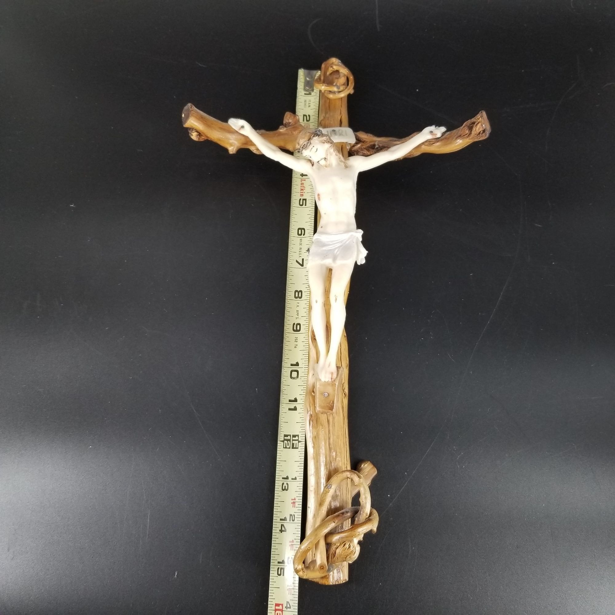 Handmade Wood Wall Cross Crucifix Stick Twig Plastic Jesus God Christ ...