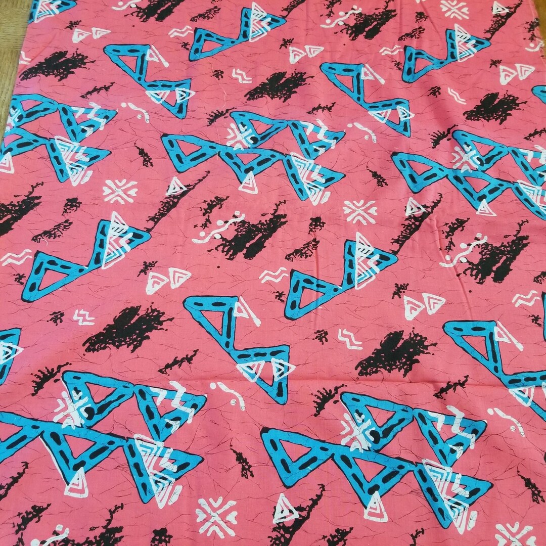 Geometric Retro 80s Print Cotton Fabric Material 58 W - Etsy