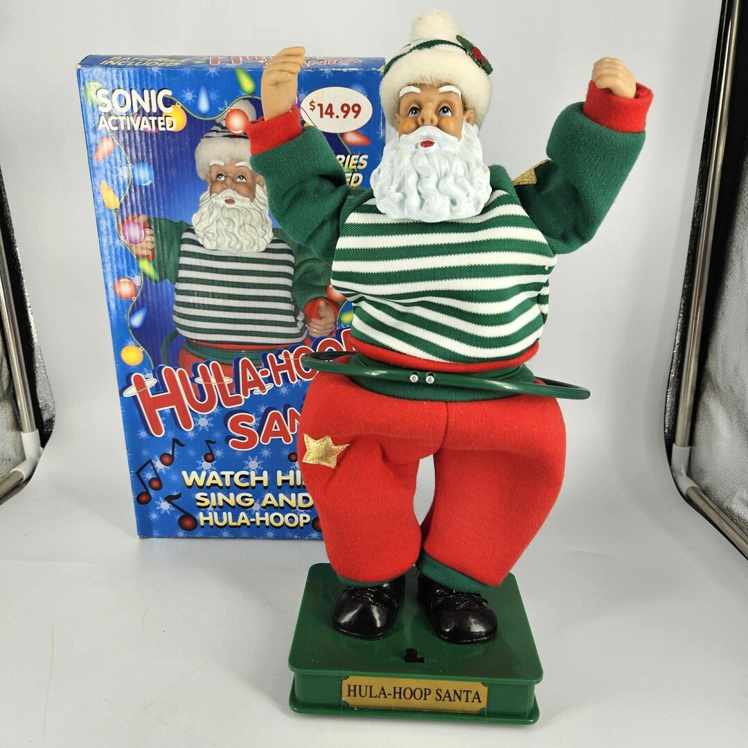 Vint Novelty Hula-hoop Santa Animated Musical Sonic Figure Decoration ...