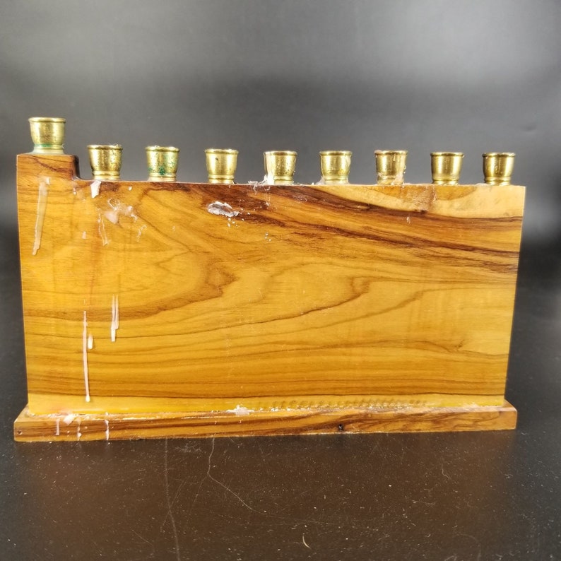 Jewish Menorah Wooden Hand Carved Wailing Wall Candle Holder Jerusalem ...