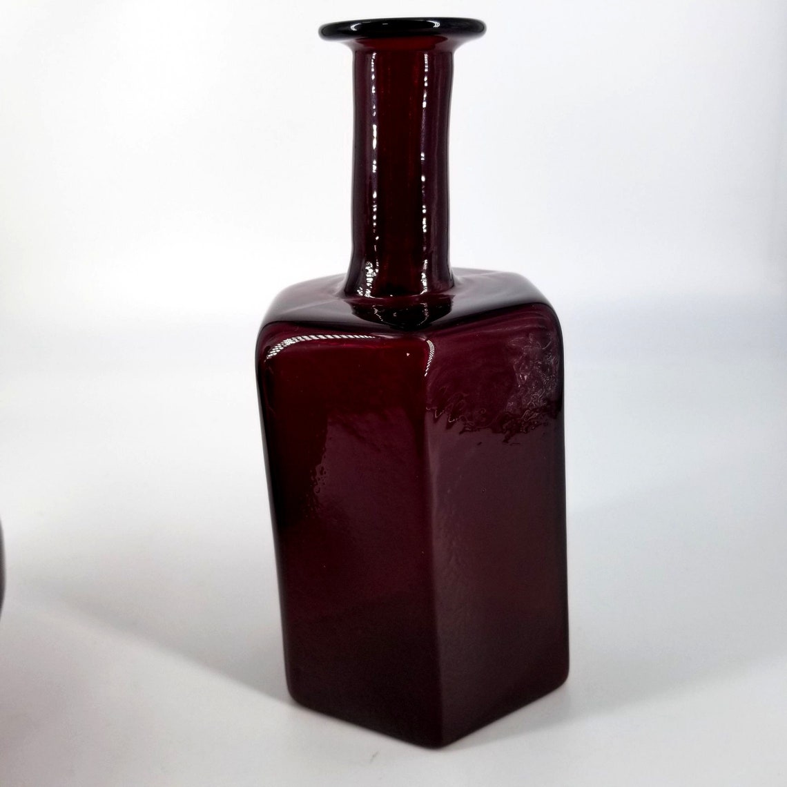 Hand Blown Glass Vase Red Ruby Studio Art Heavy Bud Vase Jug Pair ...