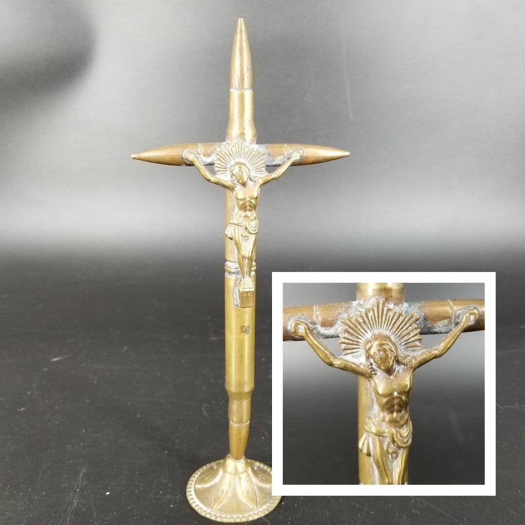 Antique WWI Trench Art Cross Crucifix Metal Shell Case 7 - Etsy