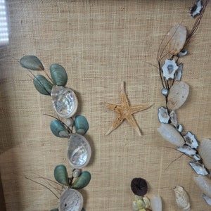 Vint Hawaiian Sea Shell Beach Tiki Folk Art Wall Shadow Box Framed ...