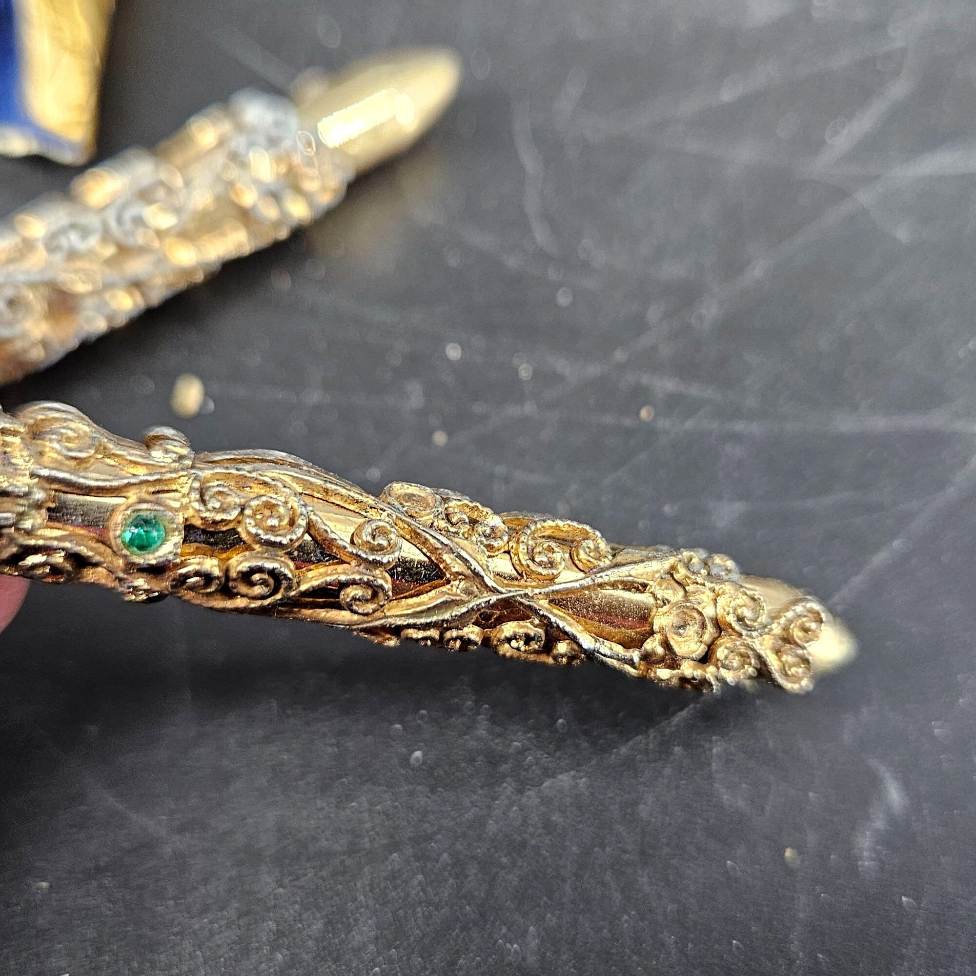 Vintage Bridge Mini Writing Pen Pencil Set Compact Jewels Gold Tone 2. ...