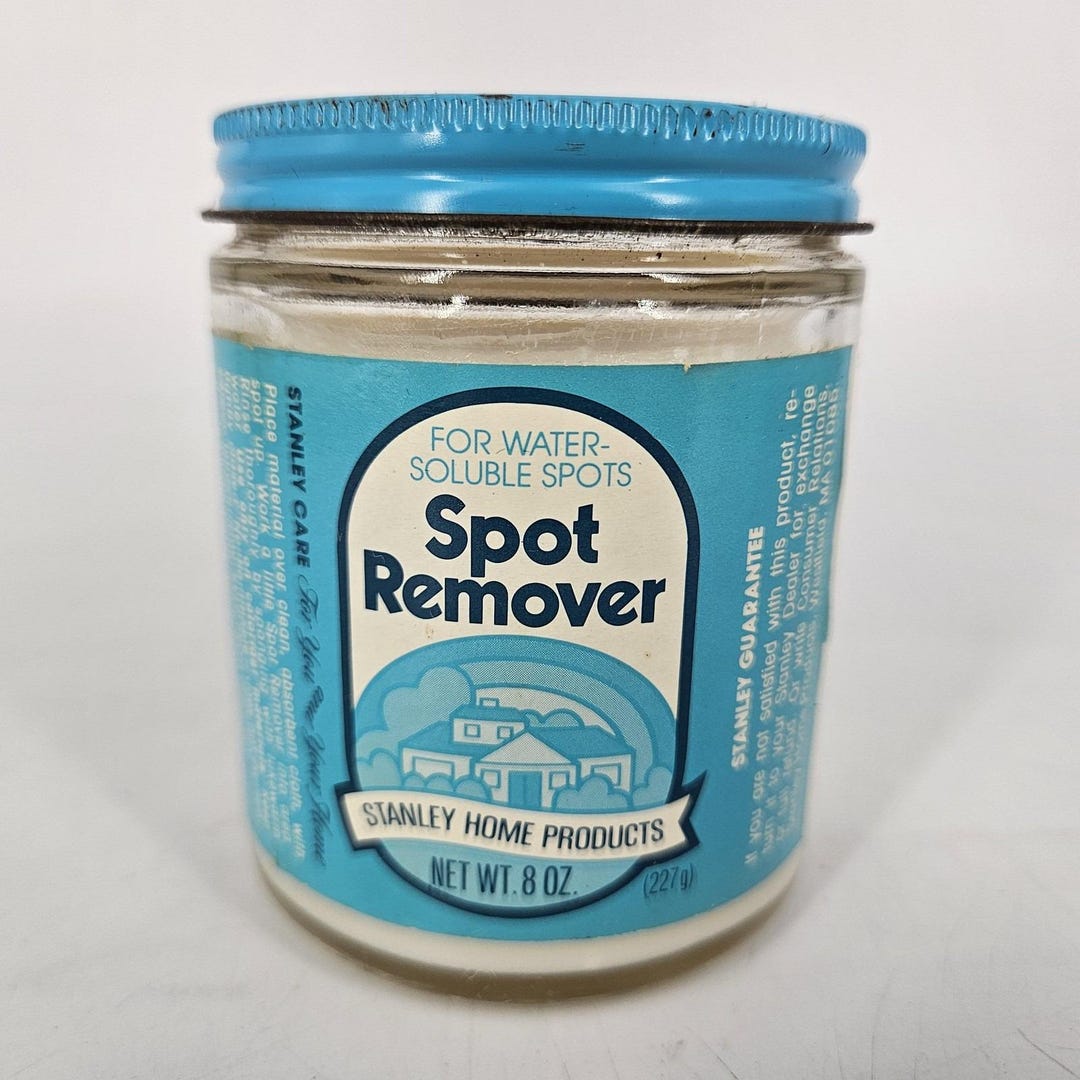 Vintage Stanley Spot Remover Paste 8 Oz Glass Jar Blue Lid Cleaner New ...