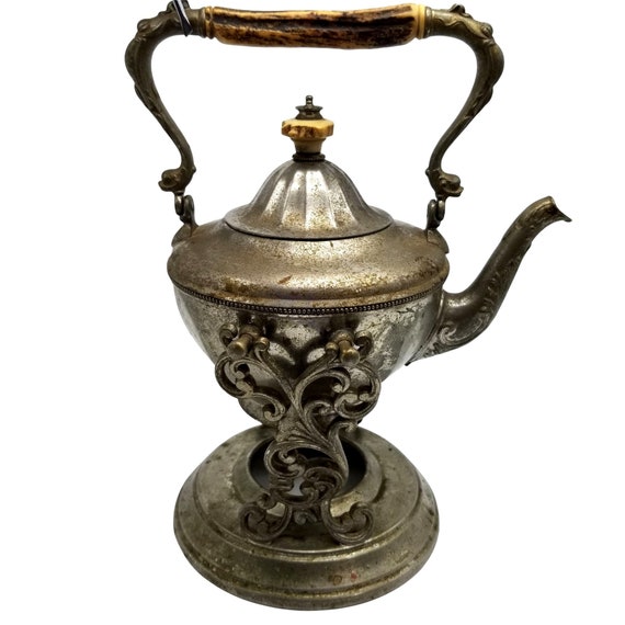 Vintage Tea Pot Kettle Tilt With Stand Lid Ornate Silver Plate | Etsy