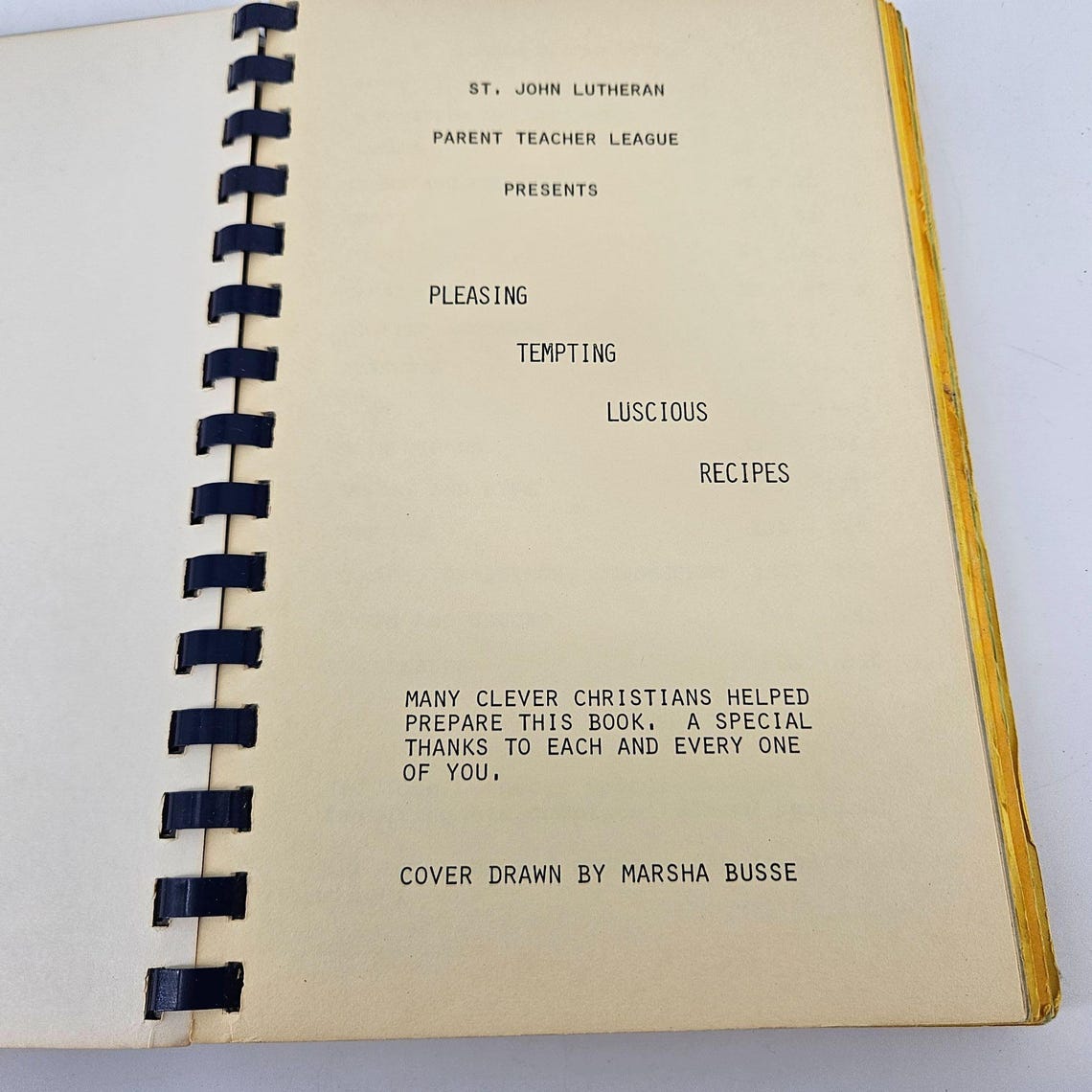 Cookbook Recipe St John Lutheran School Church IL Handmade Typed ...