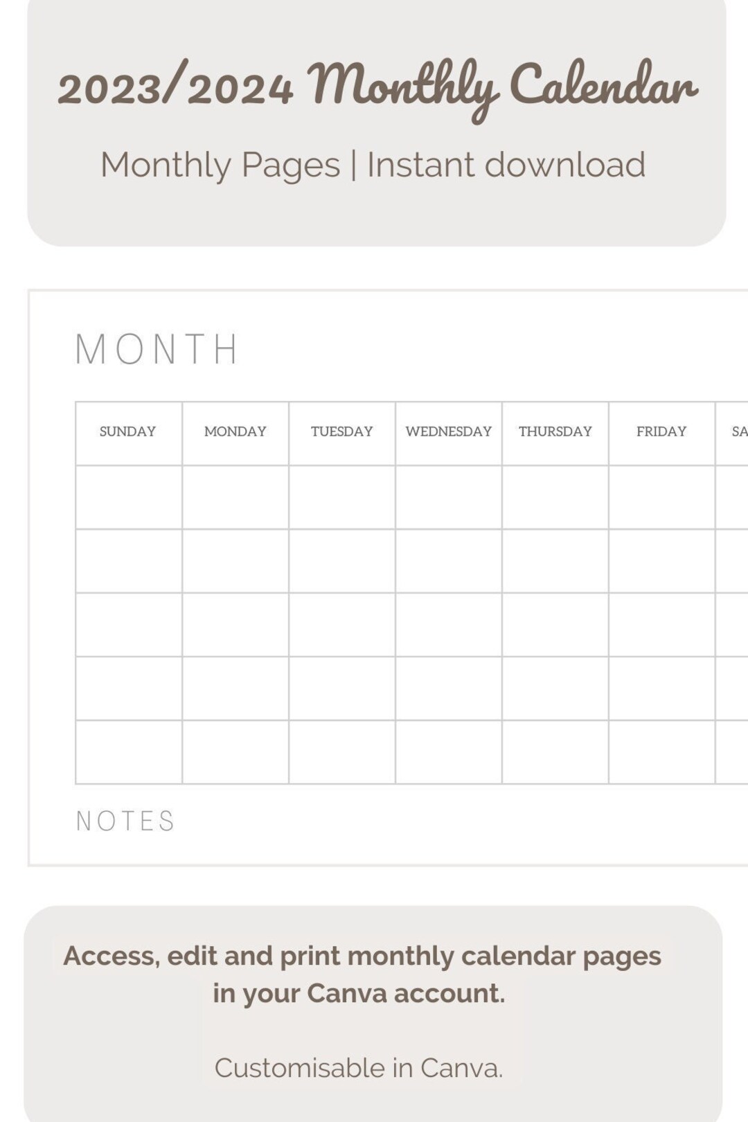Monthly Calendar | Printable Calendar | Printable Planner | 2022 ...
