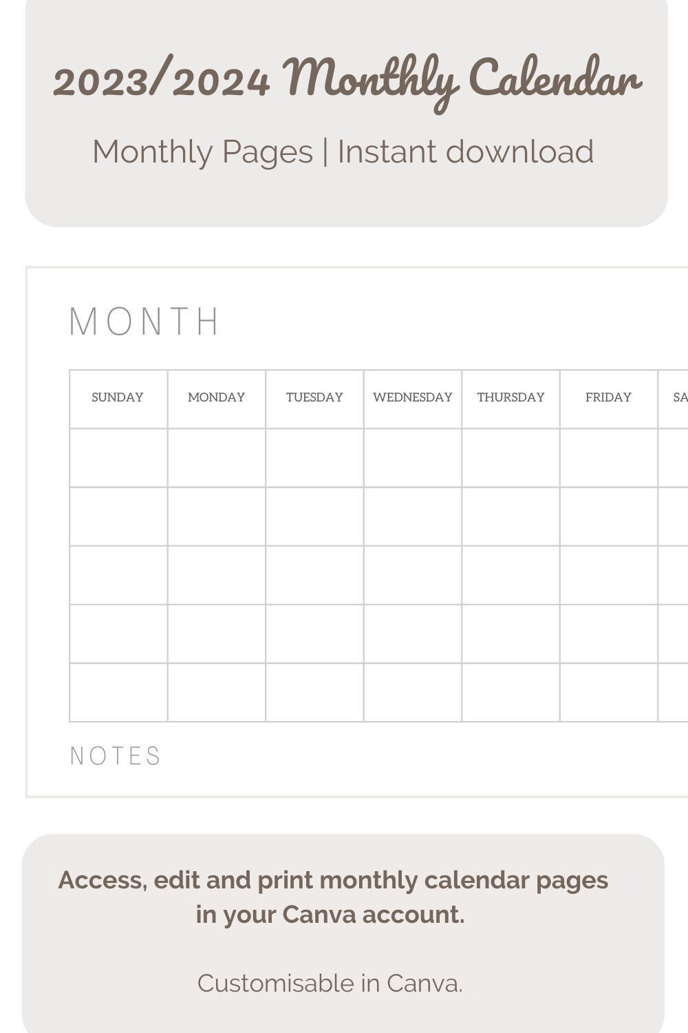 Monthly Calendar | Printable Calendar | Printable Planner | 2022 ...