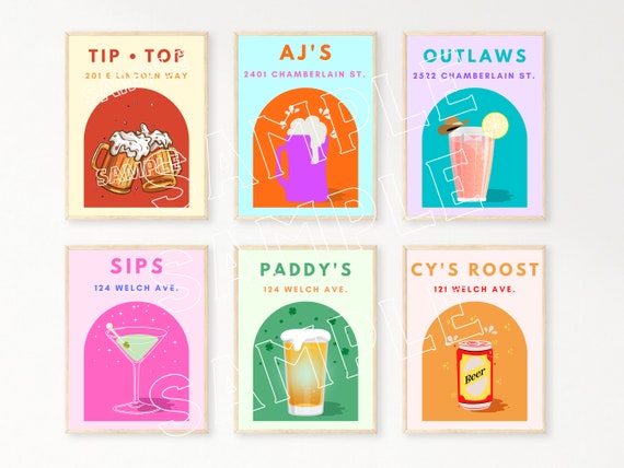 Retro Iowa State Bar Posters Set of 6 DIGITAL DOWNLOAD - Etsy