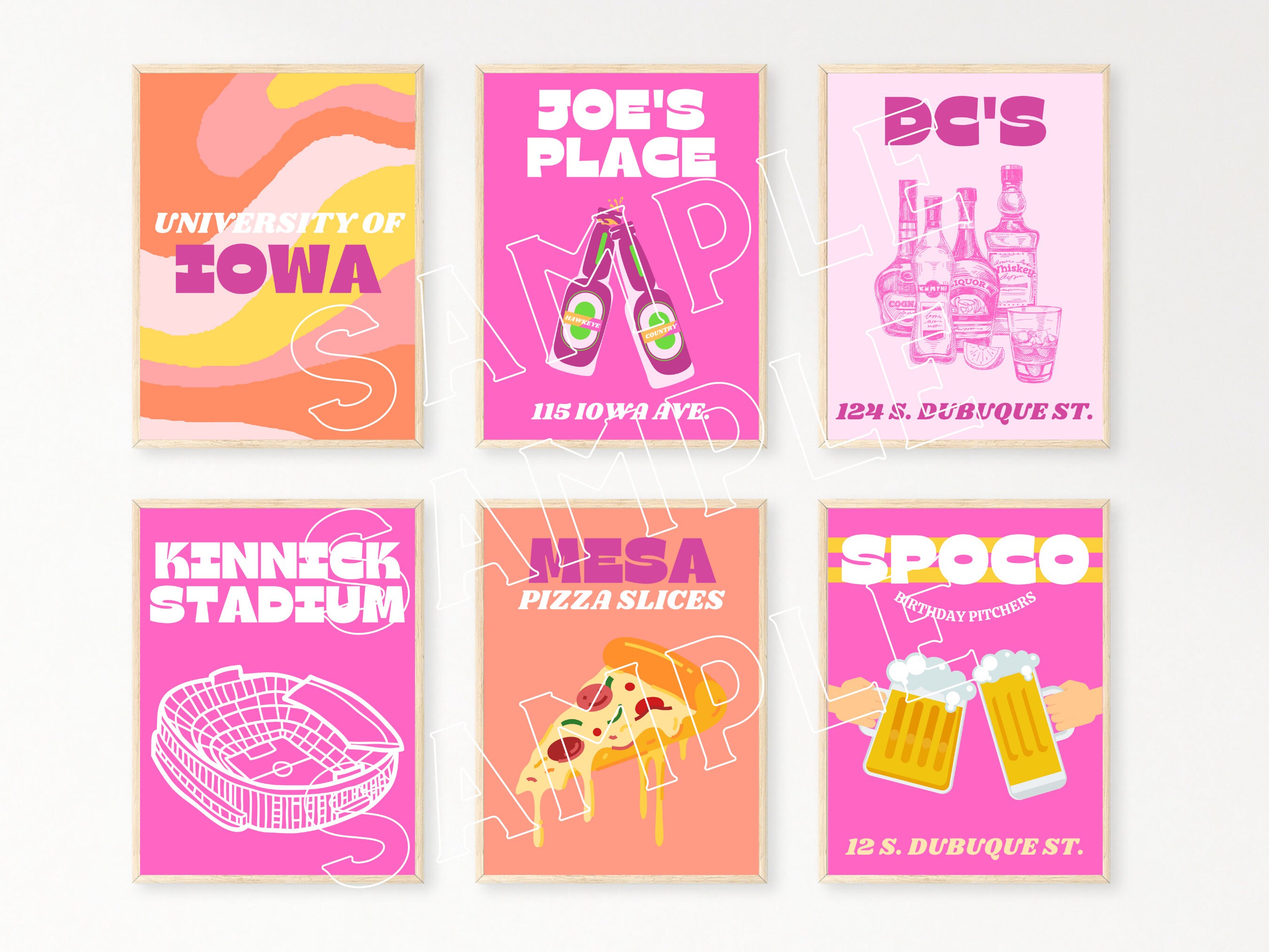 Iowa City Bar Posters Party Pack - Set of 12, DIGITAL DOWNLOAD ...
