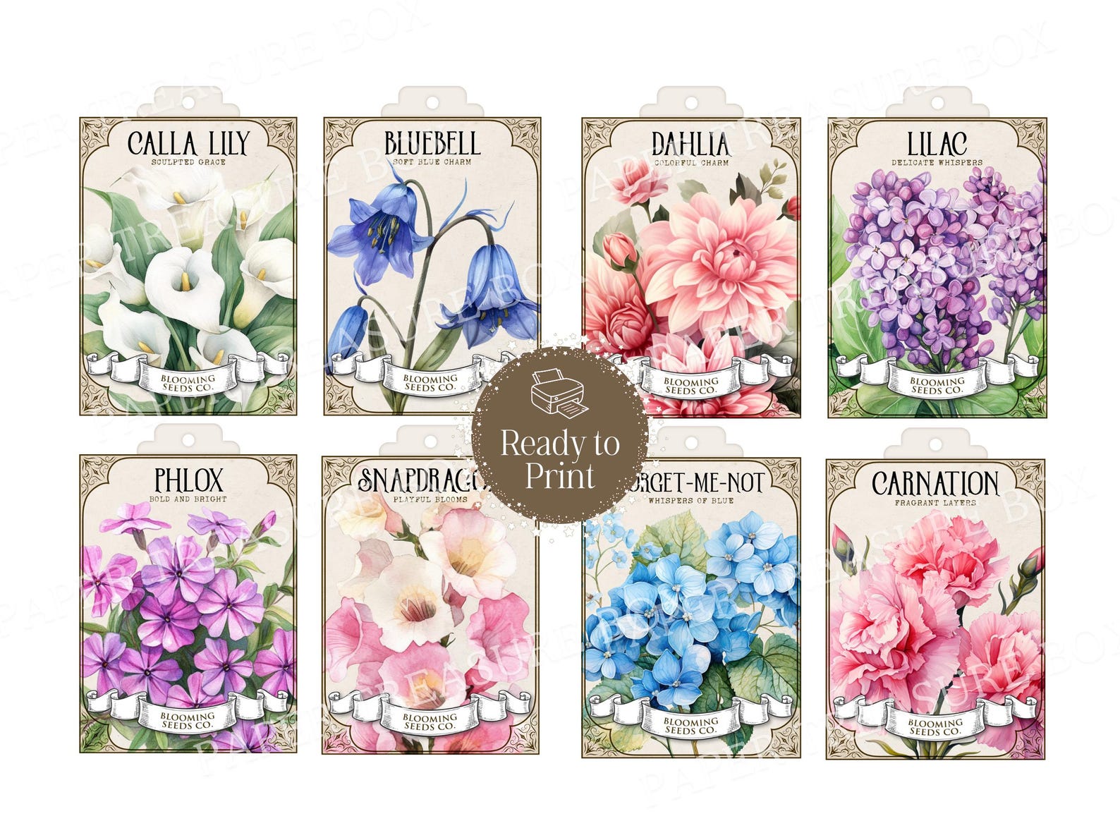 Vintage Flower Seed Packets | Printable Floral Journal Cards | Junk ...