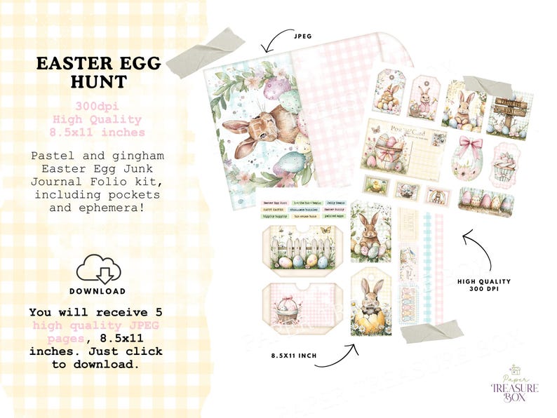 Easter Journal Folio Kit | Junk Journal Easter Bunny Ephemera | Pastel ...