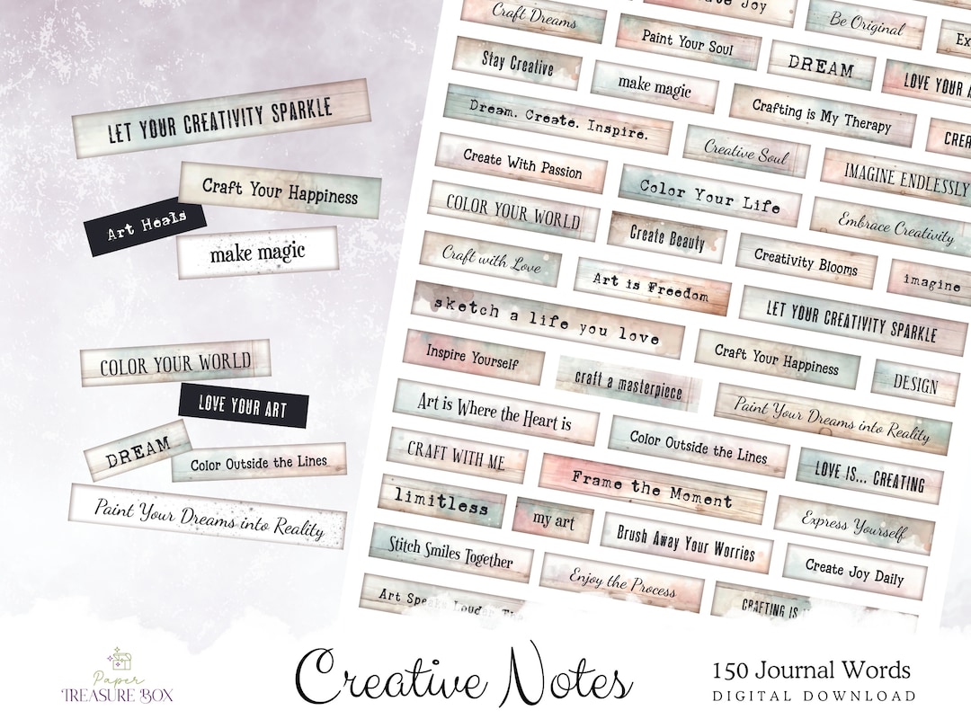 Vintage Junk Journal Words, Watercolor Aged Printable Labels ...