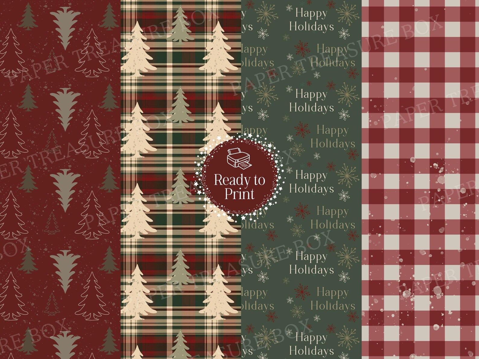 Festive Christmas Printable Paper Pack | Junk Journal, Scrapbooking ...