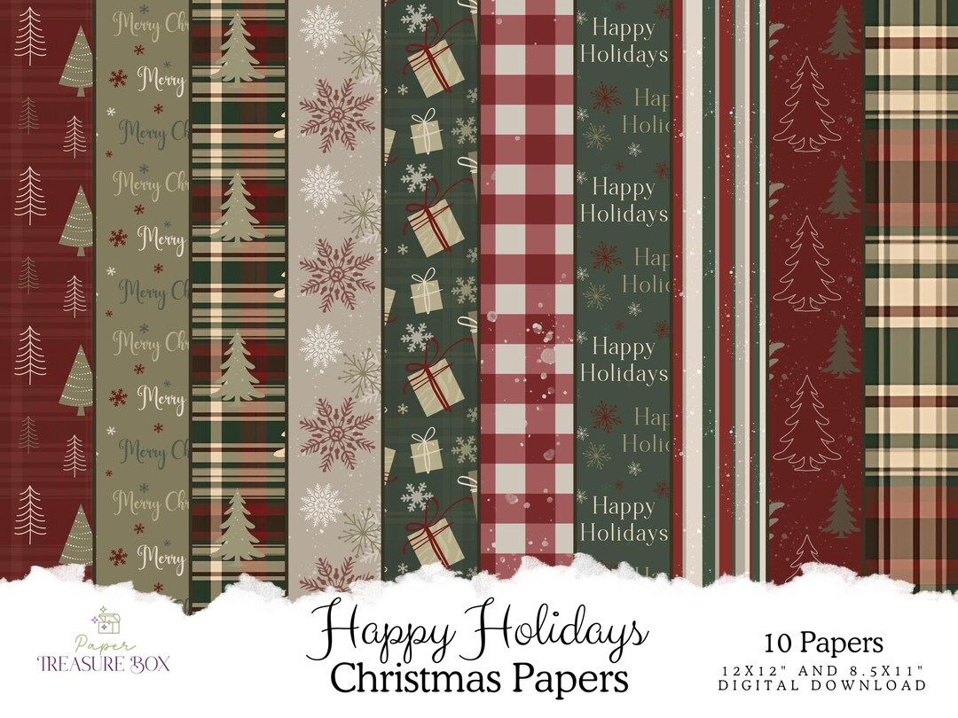 Festive Christmas Printable Paper Pack | Junk Journal, Scrapbooking ...