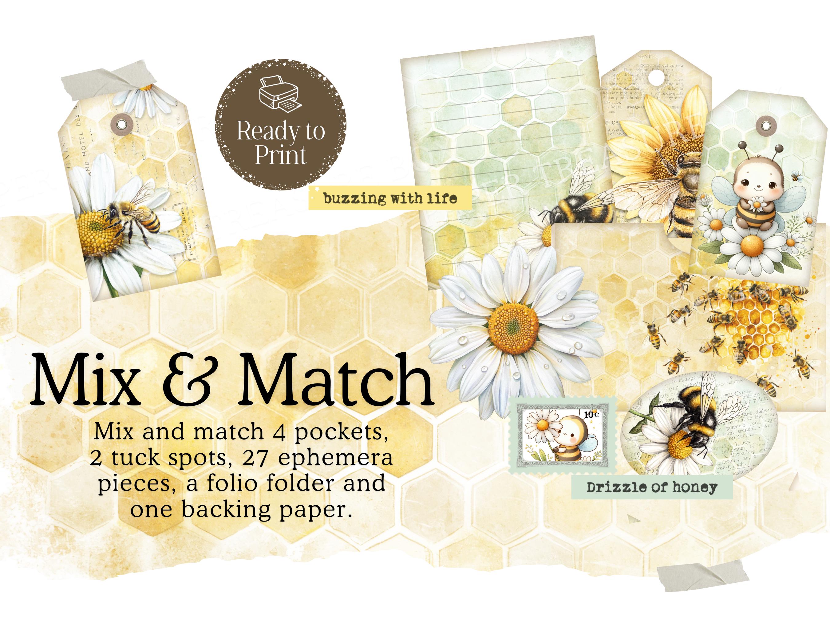Honey Bee Folio Kit | Bees & Daisies Junk Journal | Printable Folio ...