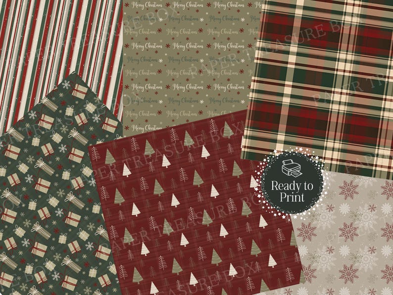 Festive Christmas Printable Paper Pack | Junk Journal, Scrapbooking ...