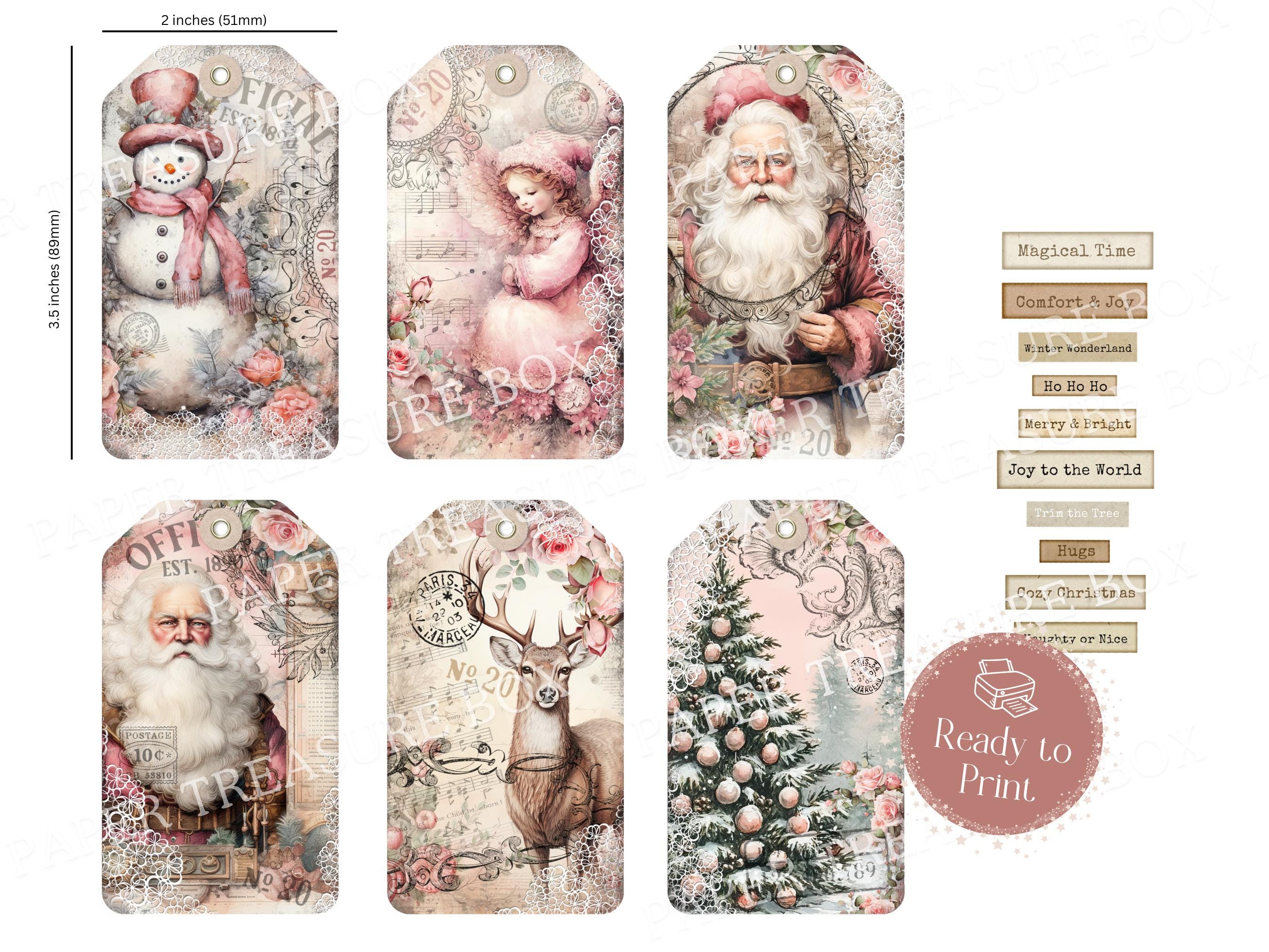 Printable Vintage Christmas Gift Tags | Shabby Chic Ephemera for Junk ...
