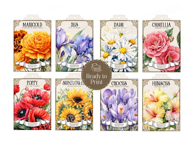 Vintage Flower Seed Packets | Printable Floral Journal Cards | Junk ...