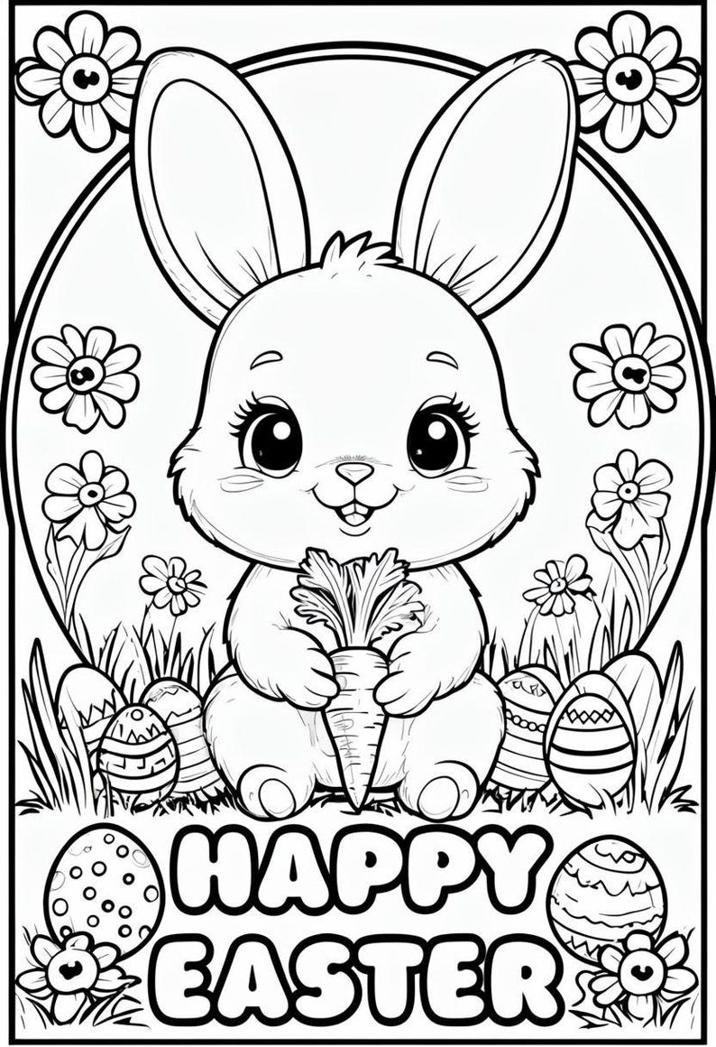 6 Cute Easter Animal Coloring Pages - Etsy